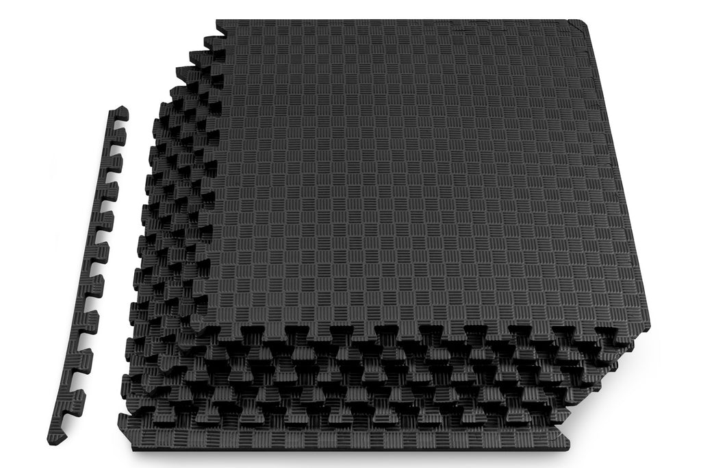 Checkered Exercise Puzzle Mat 1/2-in, 24 Sq Ft Black - ProsourceFit