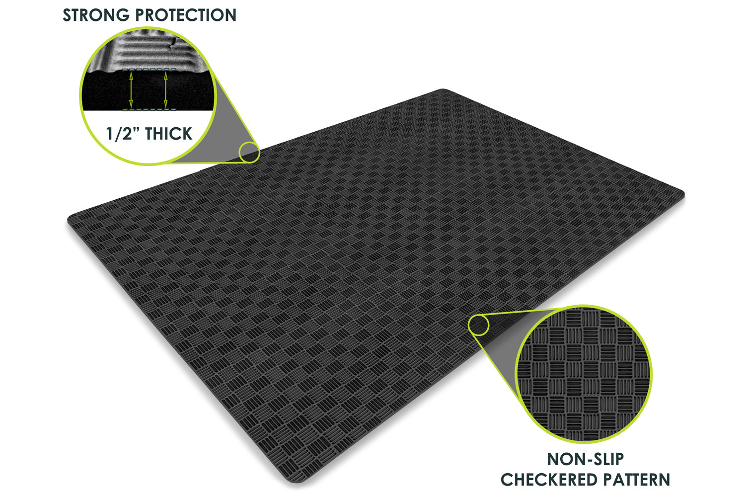 Checkered Exercise Puzzle Mat 1/2-in, 24 Sq Ft Black - ProsourceFit
