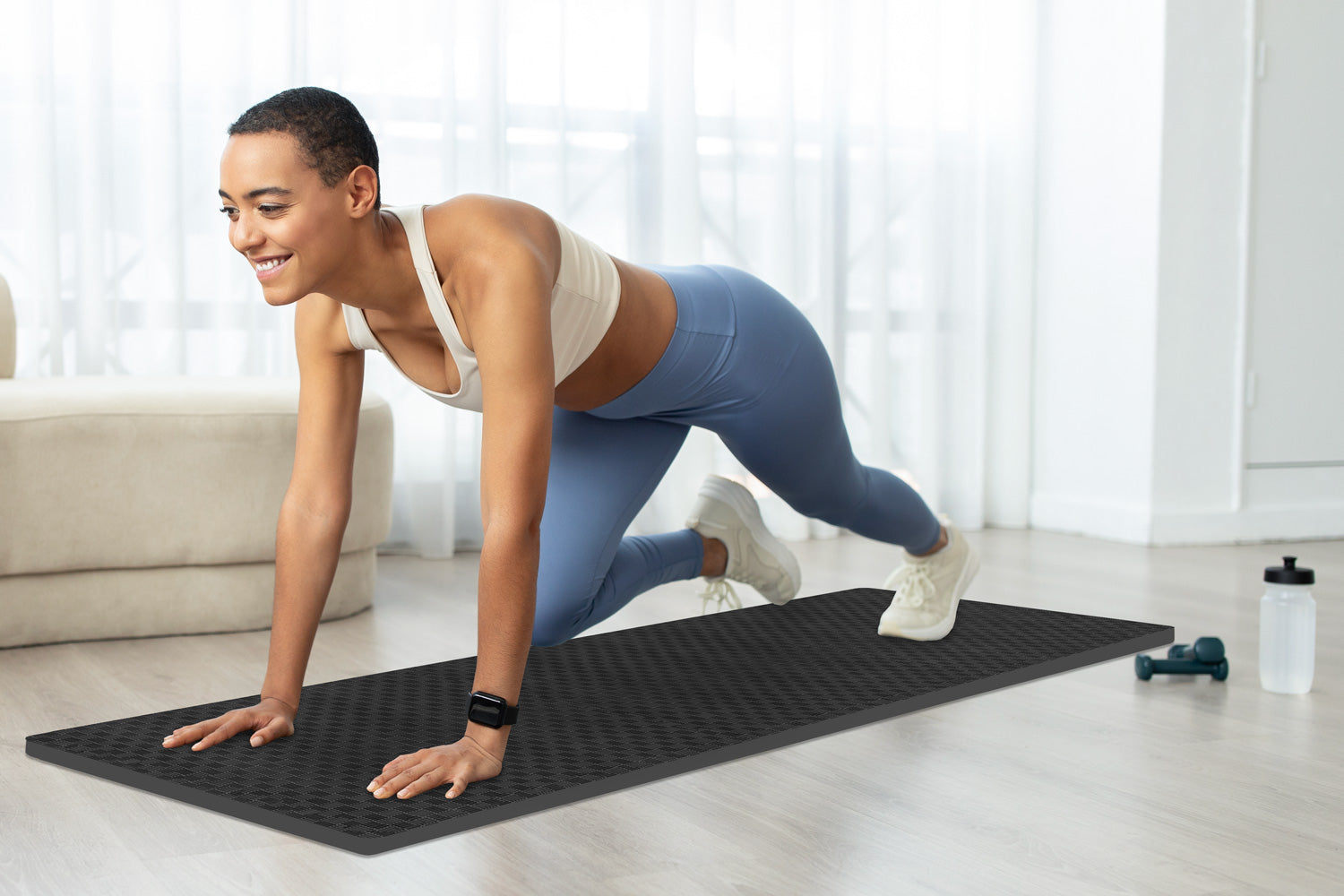 Checkered of Exercise Puzzle Mat 1-in, 24 Sq Ft Black - ProsourceFit