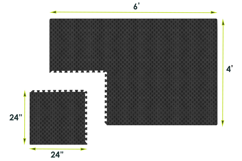 Checkered Exercise Puzzle Mat 1/2-in, 24 Sq Ft Black - ProsourceFit