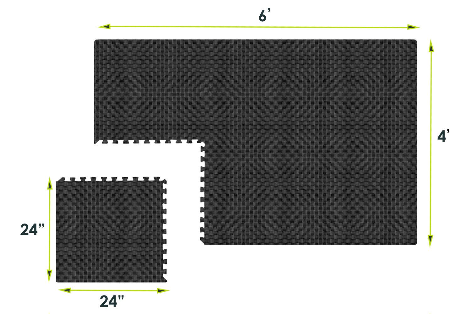 Checkered of Exercise Puzzle Mat 1-in, 24 Sq Ft Black - ProsourceFit