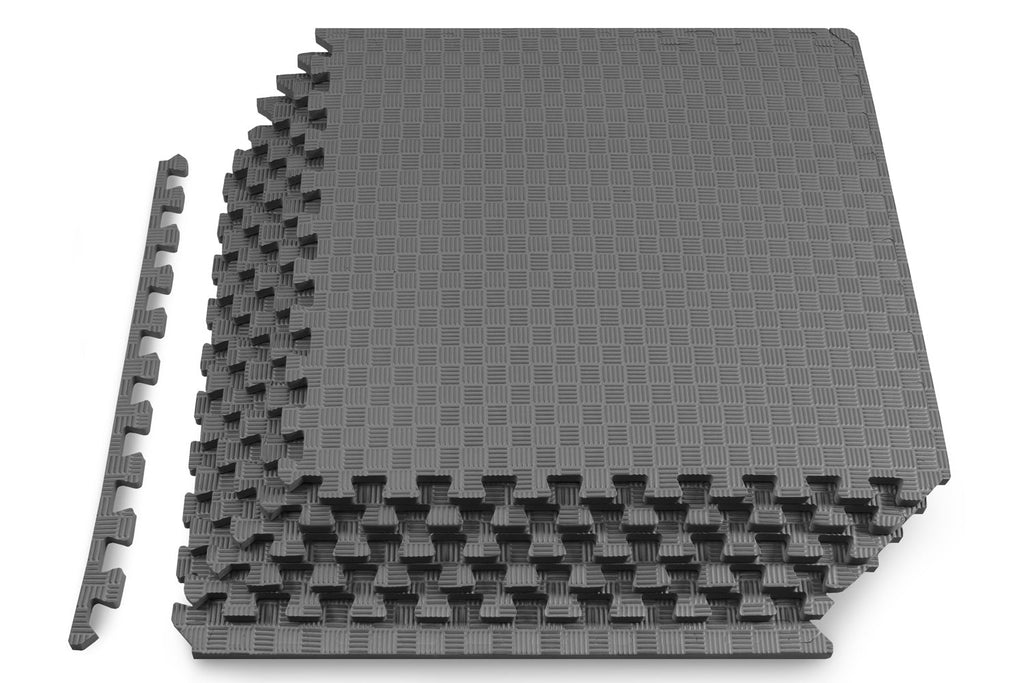 Checkered Exercise Puzzle Mat 1/2-in, 24 Sq Ft Black - ProsourceFit