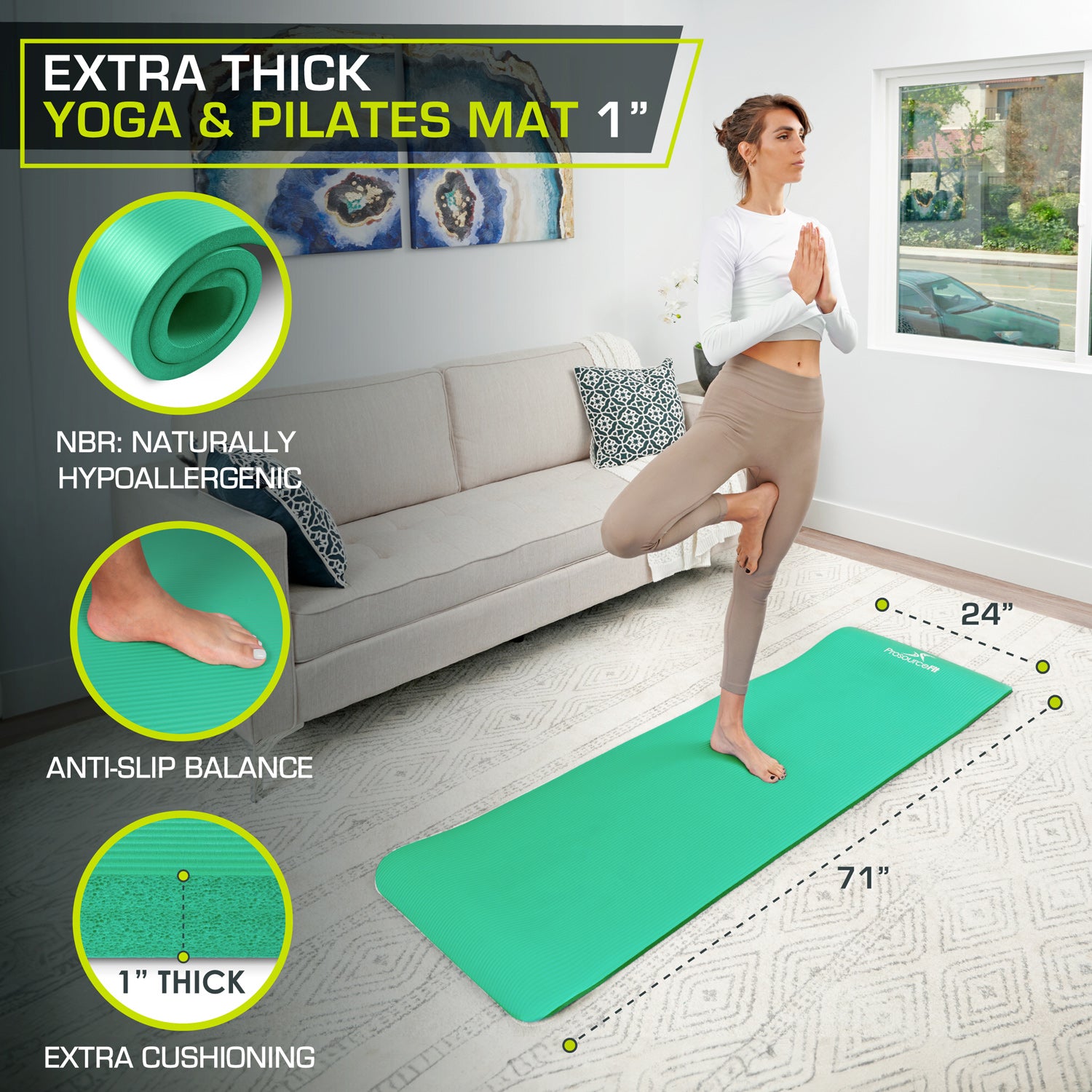 Extra Thick Yoga and Pilates Mat 1 inch – ProsourceFit