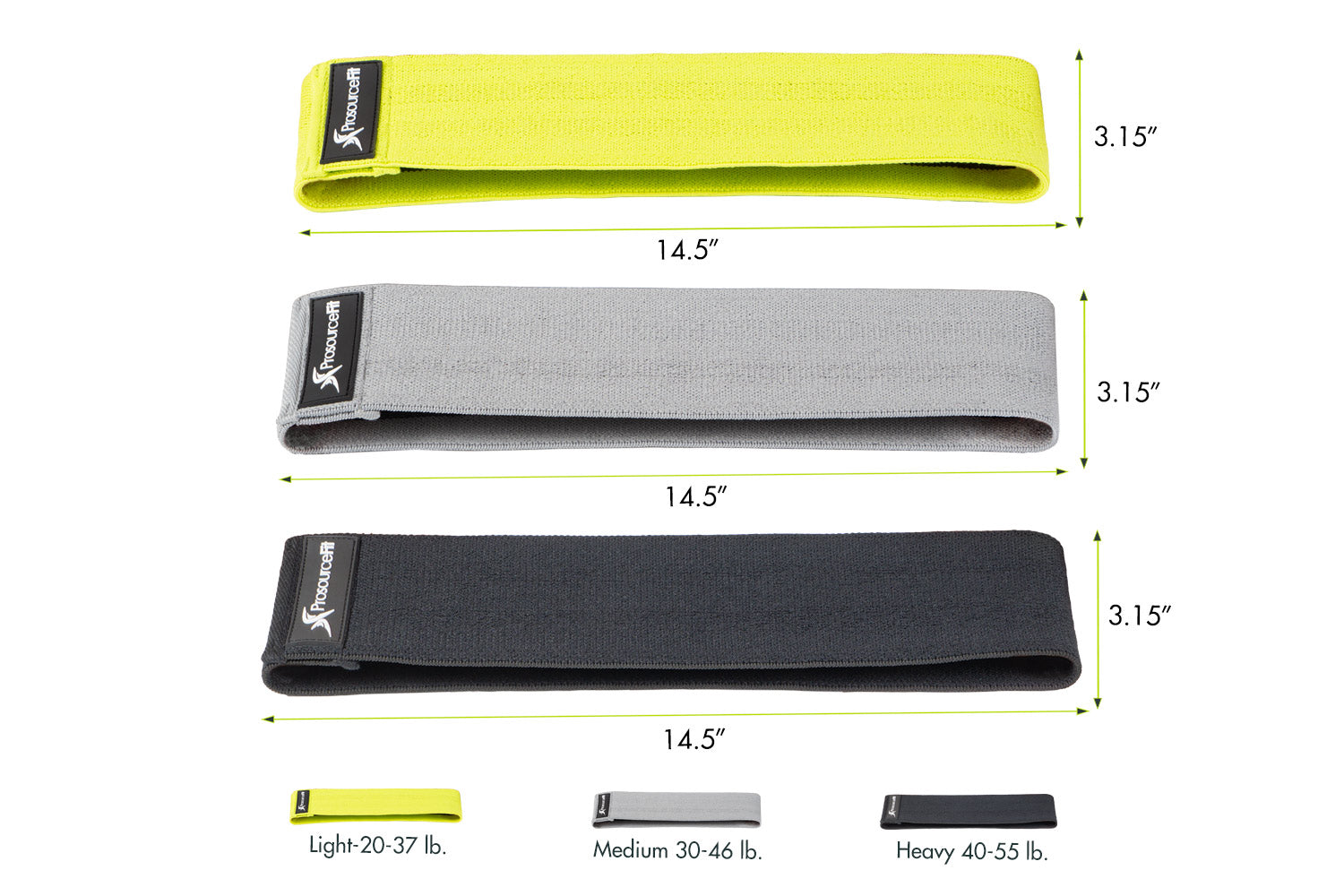 Fabric Loop Resistance Bands Set Green; Grey; Black - ProsourceFit