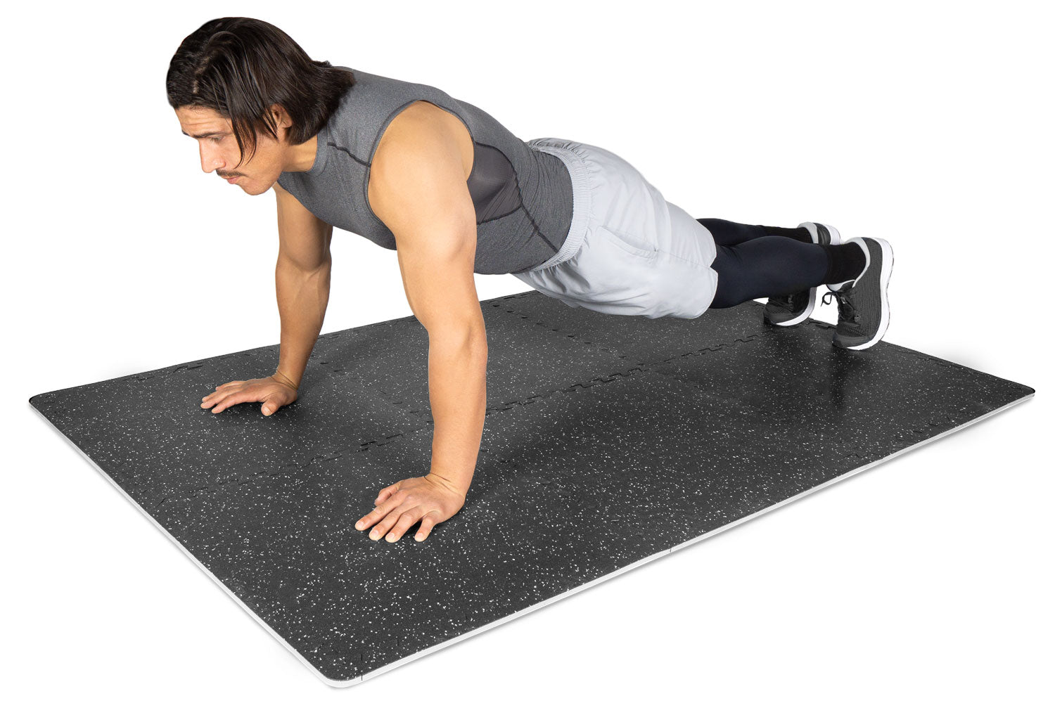 Rubber Top Exercise Puzzle Mat, 1/2-in 24 sqft Gray - ProsourceFit