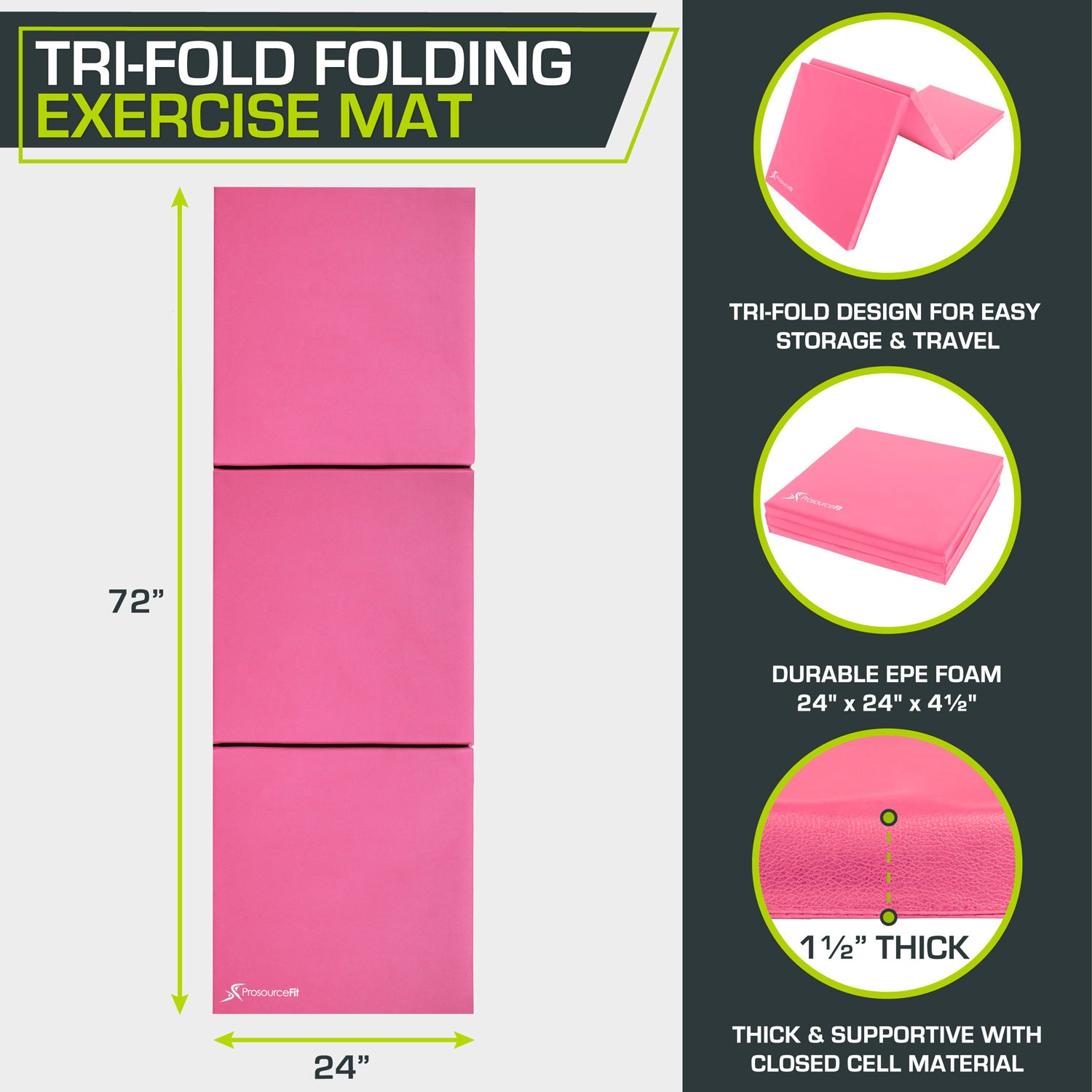 Tri-Fold Folding Exercise Mat – ProsourceFit