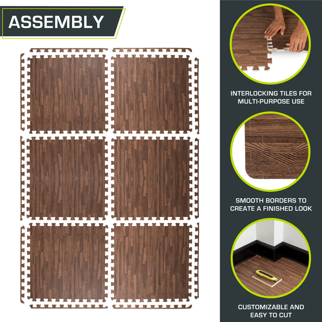 Wood Grain Puzzle Mat 1/2-in, 24 Sq Ft – ProsourceFit