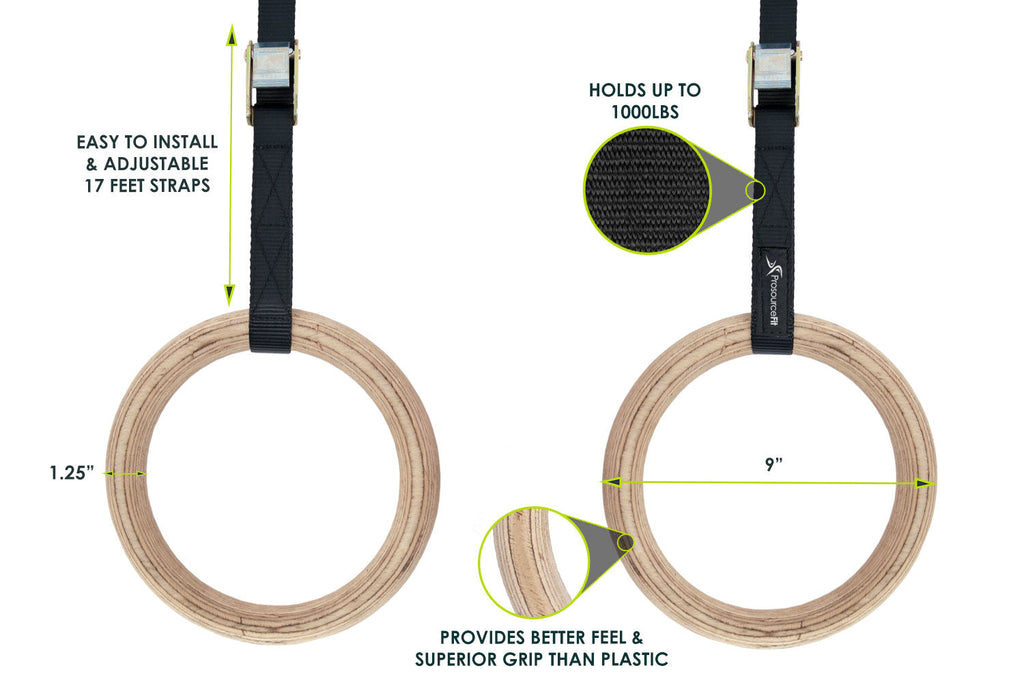 Wooden Gymnastic Rings - ProsourceFit